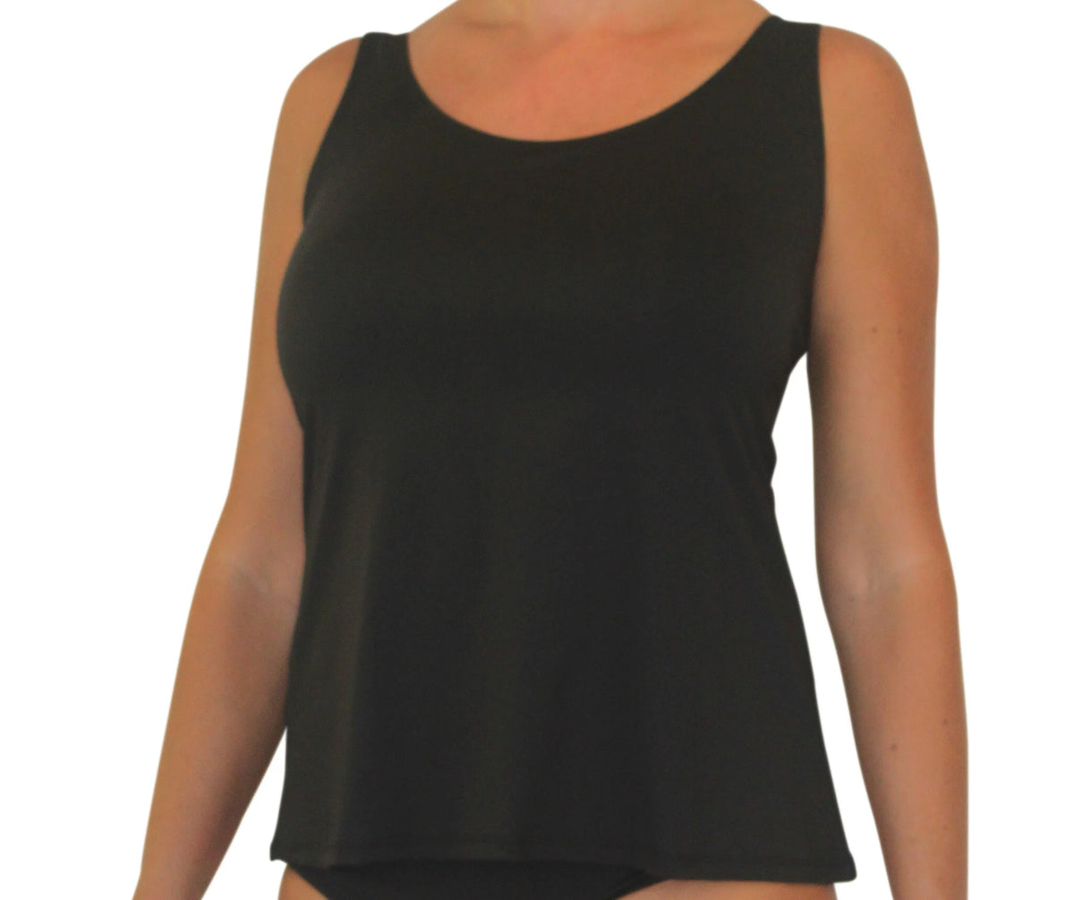 Scoop Tankini Black Solid – Pualani Hawaii Beachwear